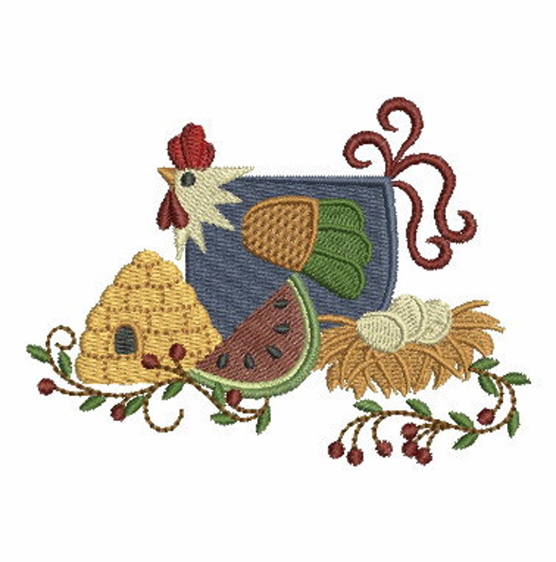 Country Chicken Machine Embroidery Designs Instant Download 4x4 Hoop 12 ...
