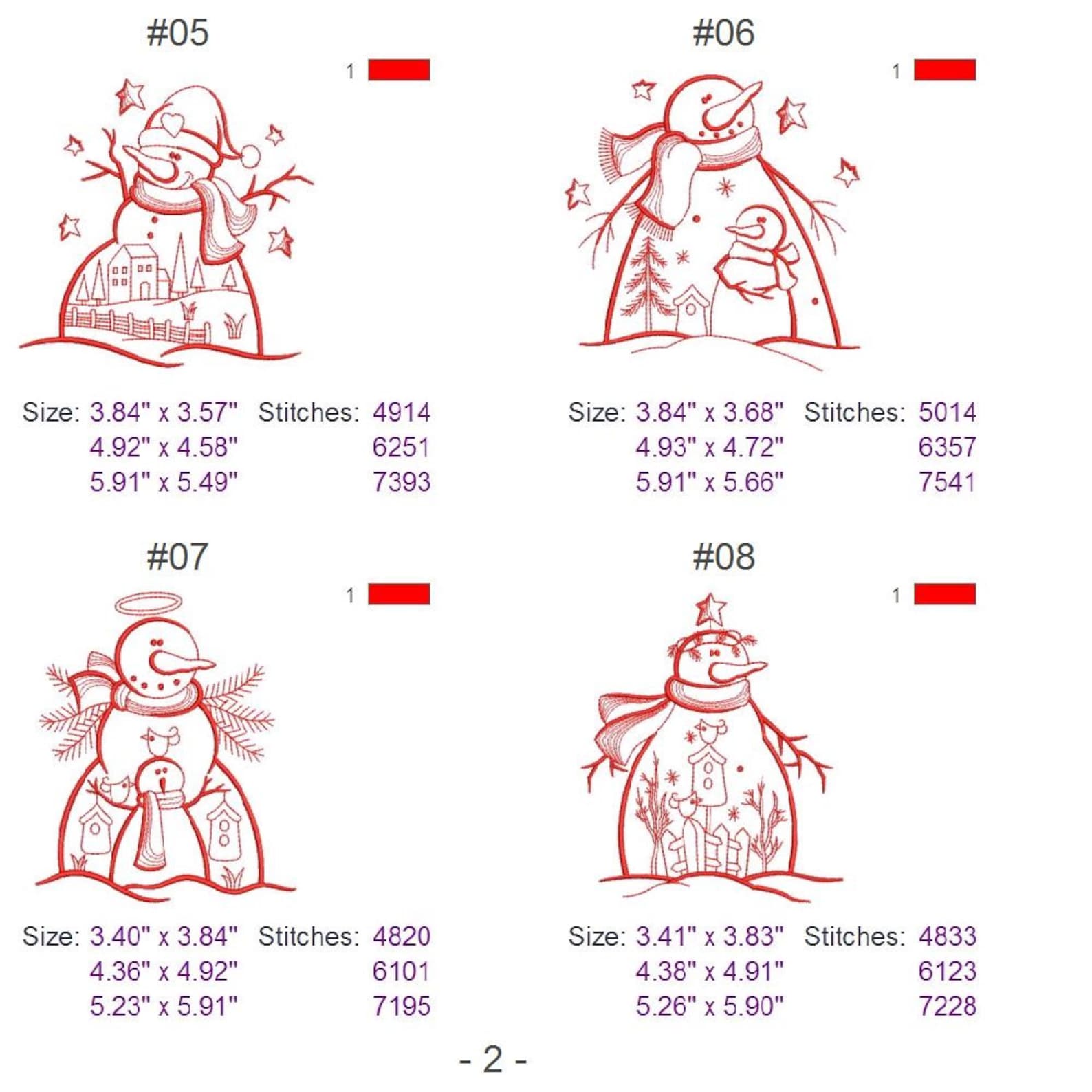 Redwork Country Snowman Machine Embroidery Designs Pack Instant ...