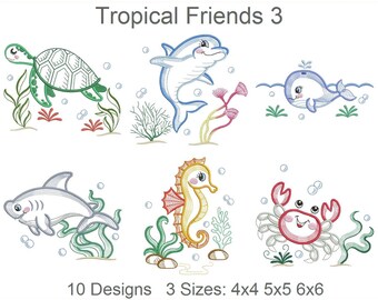 Tropical Friends Jellyfish Machine Embroidery Designs Instant Download ...