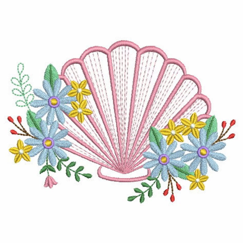 Flower Shells Machine Embroidery Designs Instant Download 4x4 - Etsy
