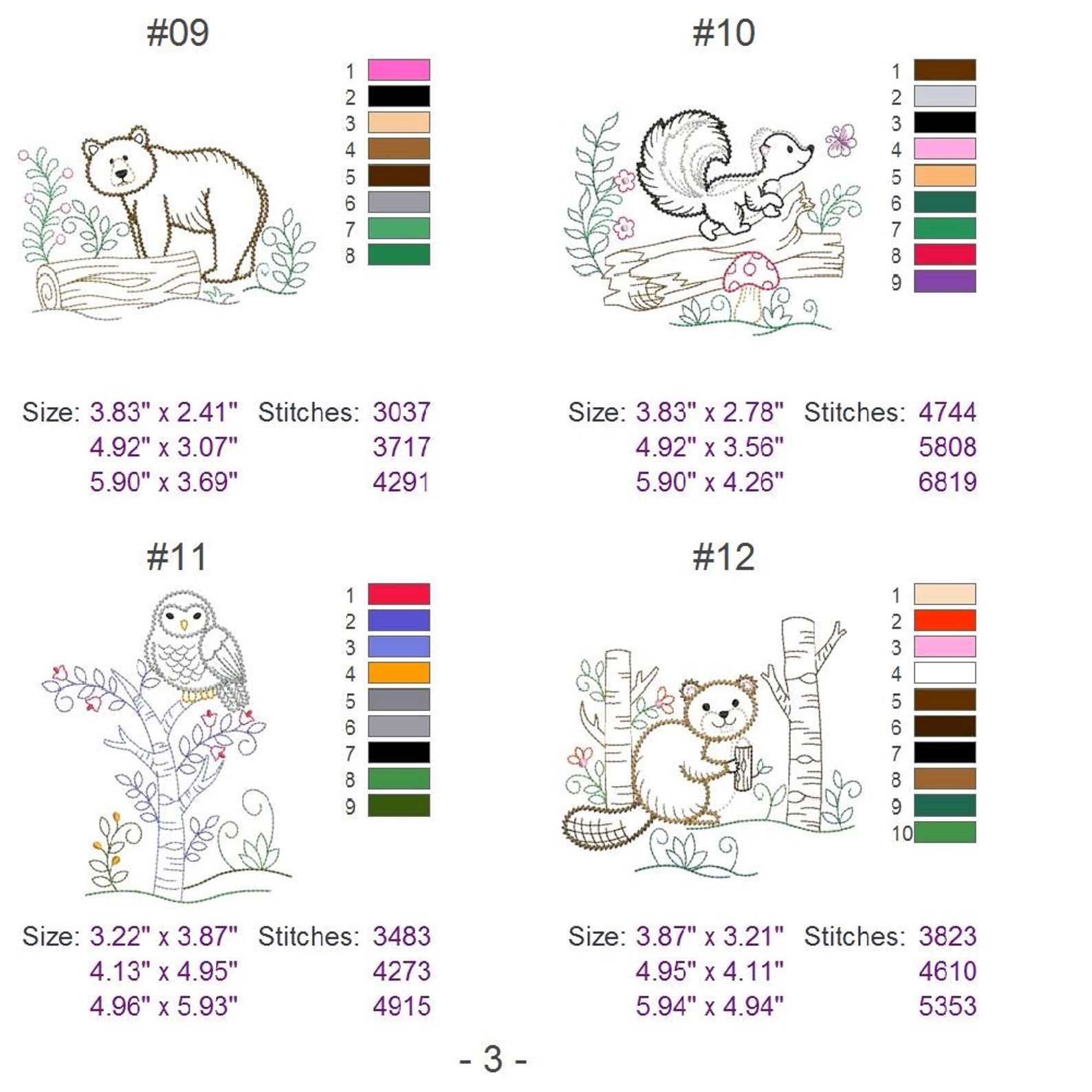 Vintage Forest Animals Machine Embroidery Designs Instant - Etsy