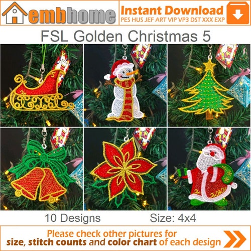 FSL Crystal Christmas Machine Embroidery Designs Instant - Etsy