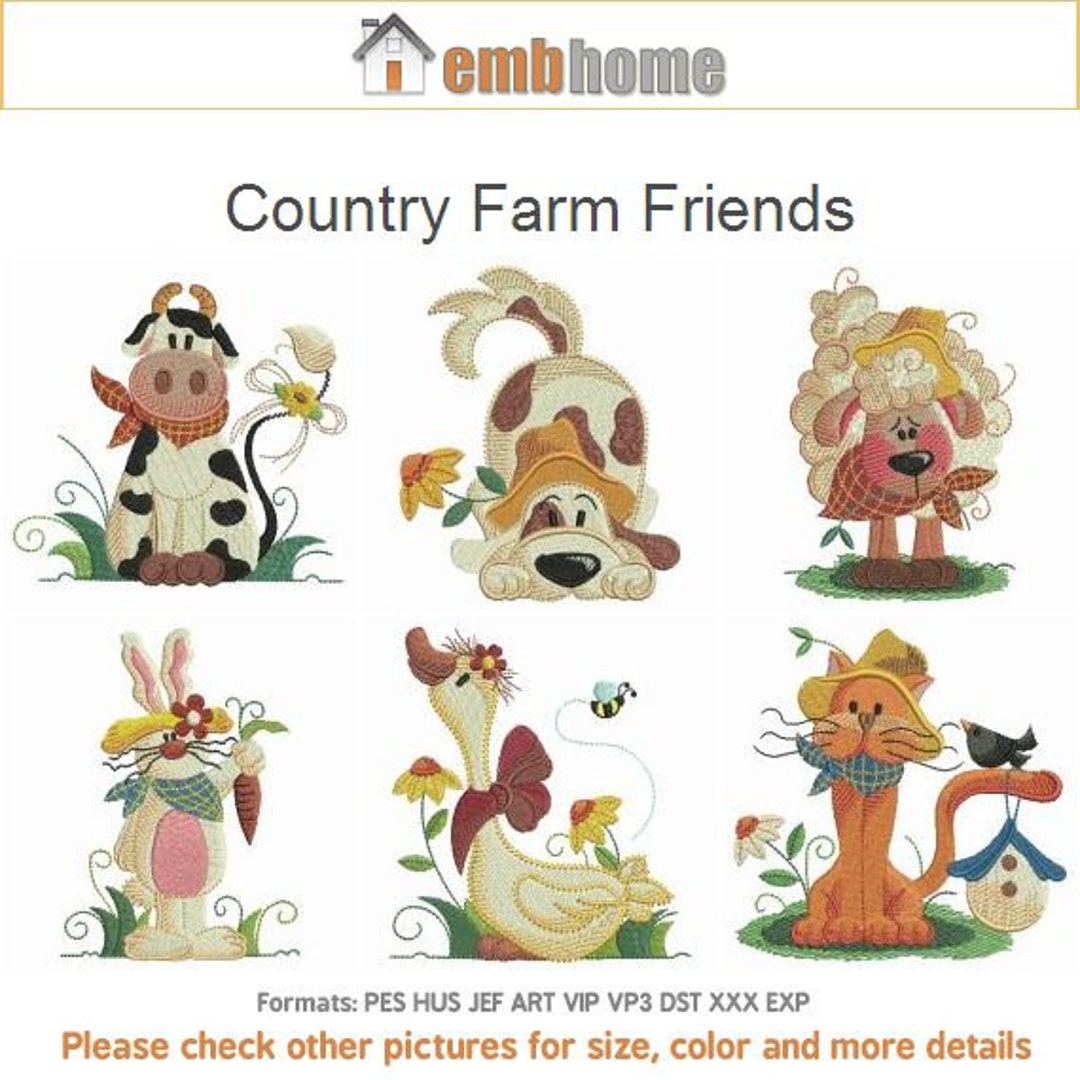 Country Farm Friends Machine Embroidery Designs Instant - Etsy