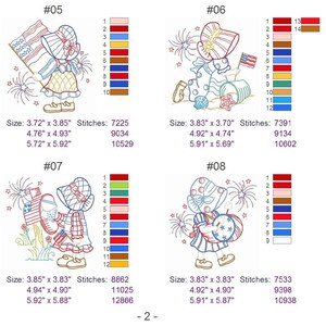 Vintage Patriotic Sunbonnet Sue Machine Embroidery Designs Pack Instant ...