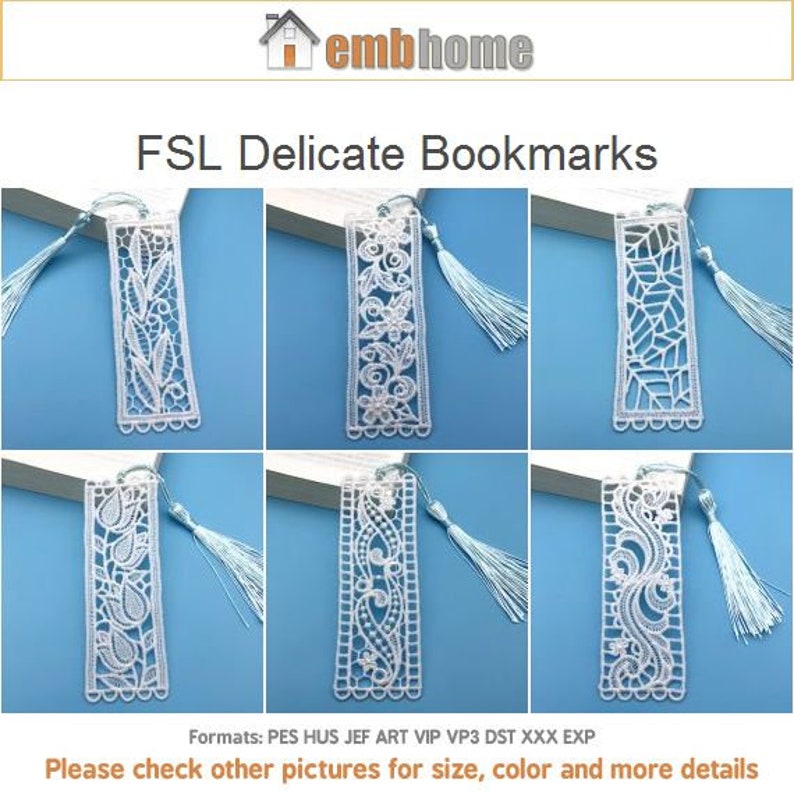 FSL Delicate Bookmarks Free Standing Lace Machine Embroidery - Etsy