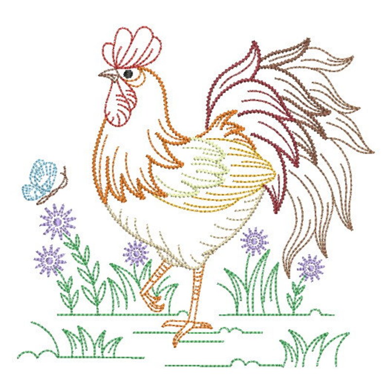 Vintage Chickens Machine Embroidery Designs Pack Instant Download 5x5 ...
