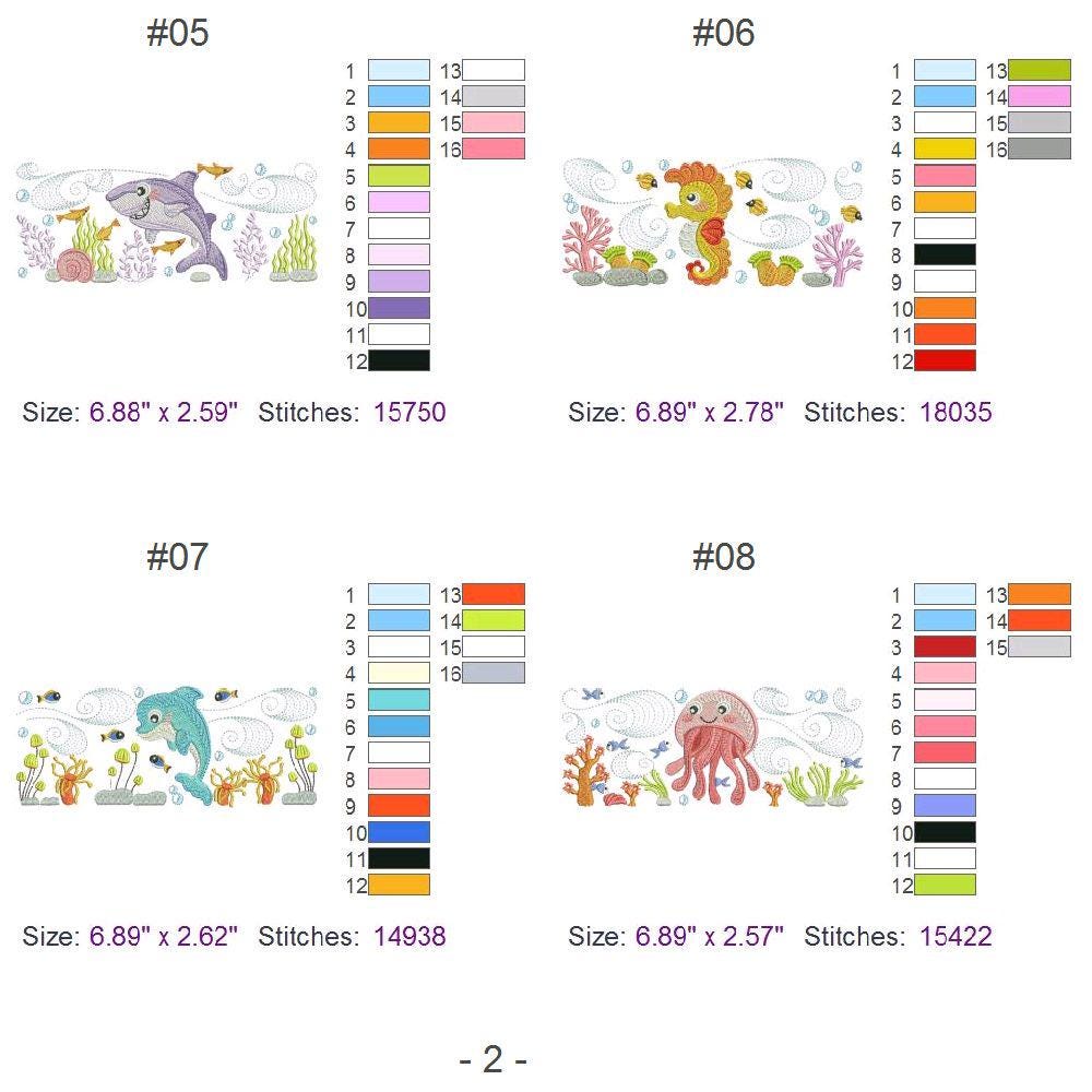 Sea Life Borders Machine Embroidery Designs Instant Download 5x7 Hoop ...