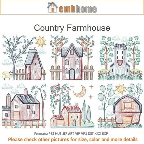 Vintage Country Scene Machine Embroidery Designs Instant - Etsy