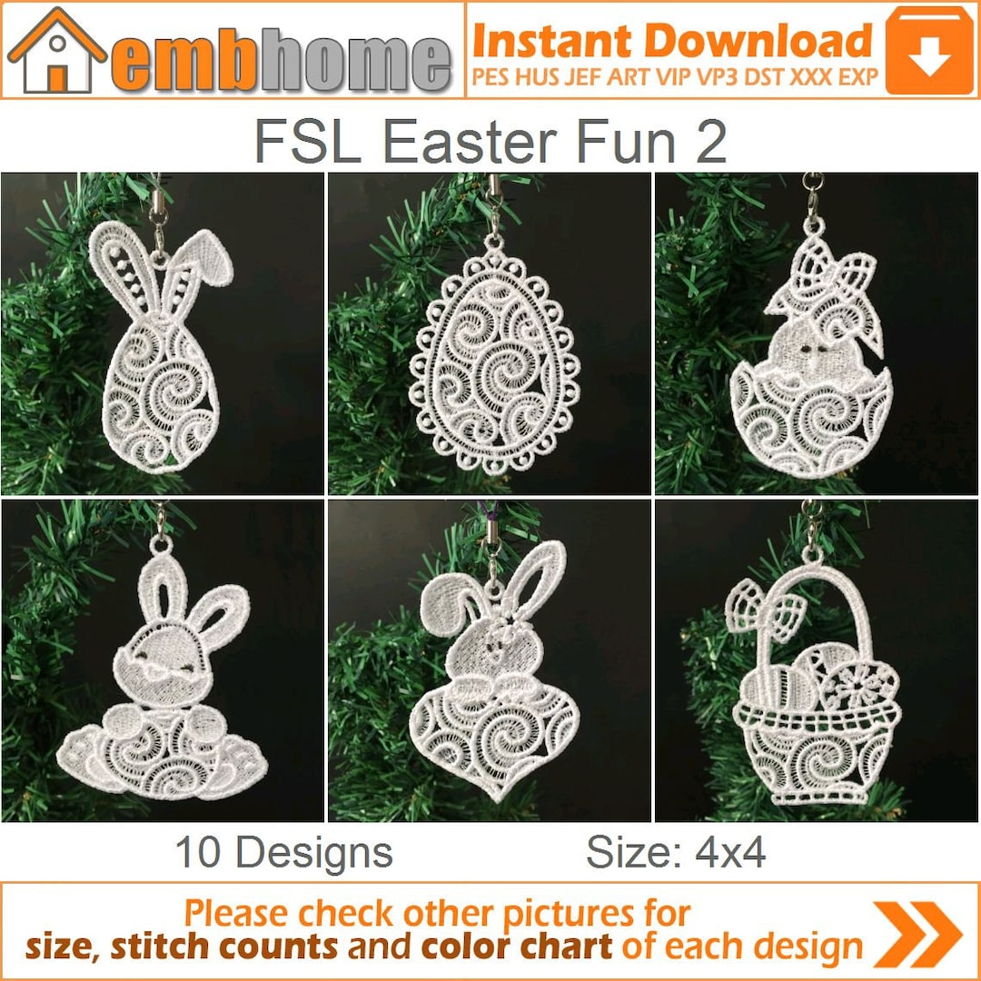 FSL Easter Fun Free Standing Lace Machine Embroidery Designs Instant ...