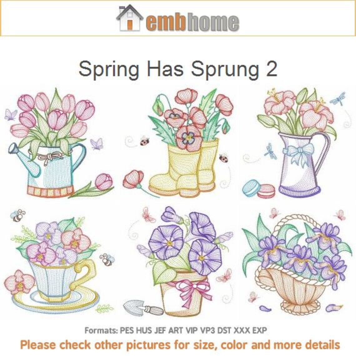 Spring Has Sprung Embroidery Designs Instant Download 5x5 6x6 - Etsy