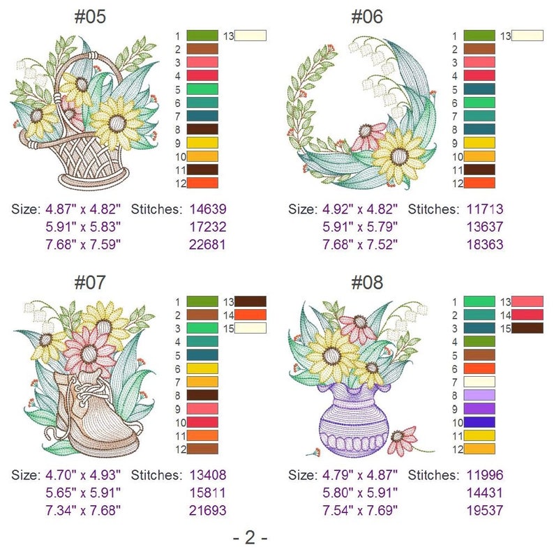 Rippled Sunflowers Machine Embroidery Designs Pack Instant - Etsy