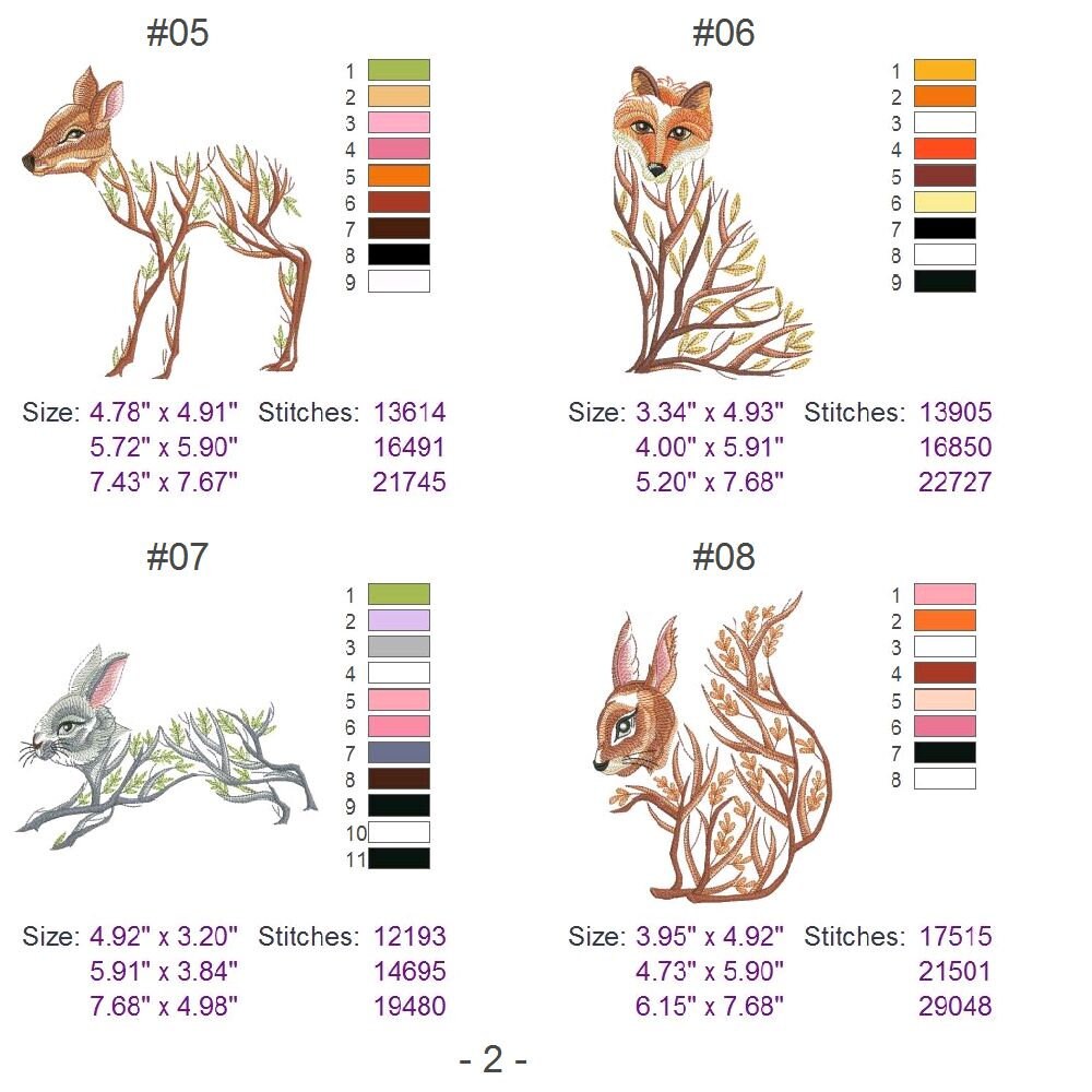 Decorative Woodland Animals Machine Embroidery Designs Pack - Etsy