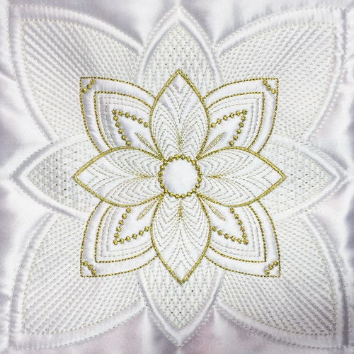 Trapunto Floral Quilt Block Machine Embroidery Designs Pack | Etsy