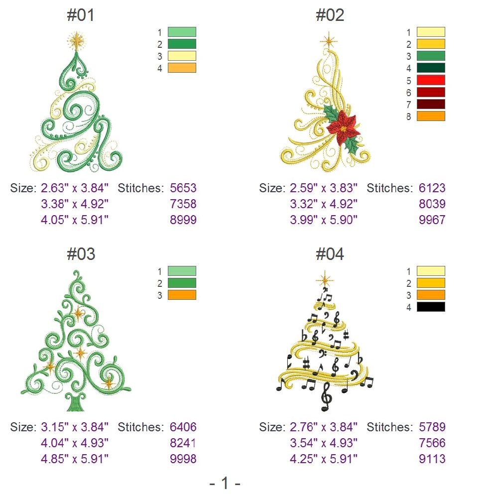 Christmas Trees Machine Embroidery Designs Instant Download - Etsy