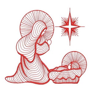 Redwork Nativity Machine Embroidery Designs Instant Download 4x4 5x5 ...