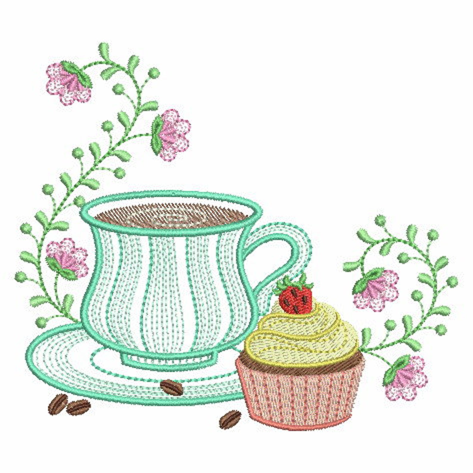 Afternoon Tea Time Machine Embroidery Designs Pack Instant Download 4x4 ...