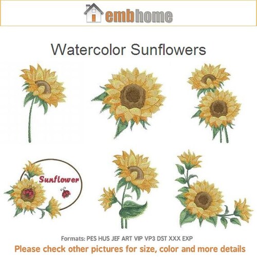 with sunflower flower embroidery pattern jef -478 exp Woman embroidery ...