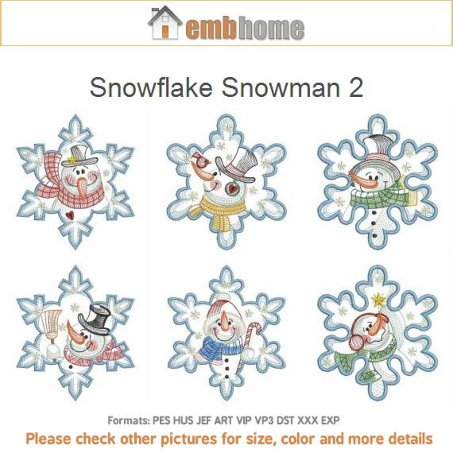 Snowflake Snowman Machine Embroidery Designs Pack Instant - Etsy