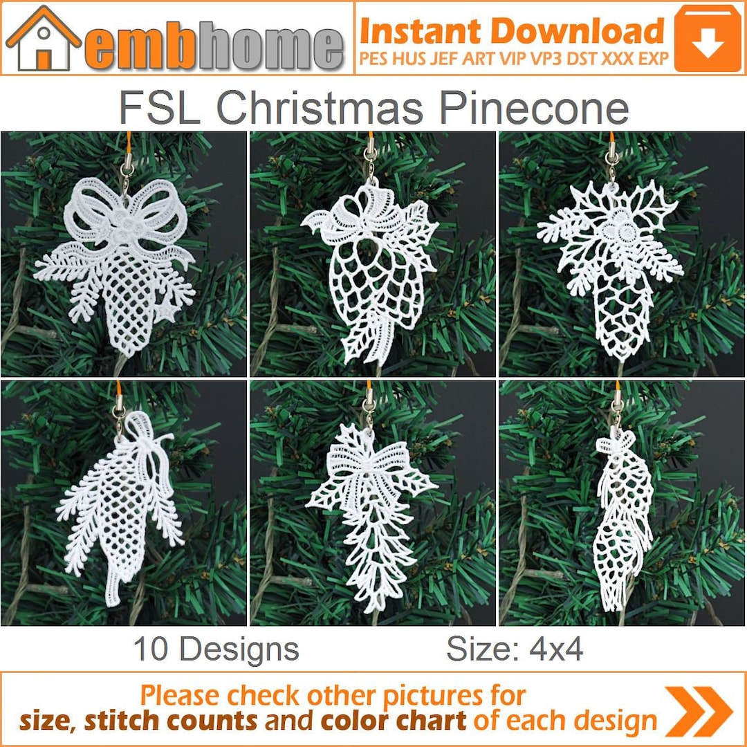 FSL Christmas Pinecone Free Standing Lace Machine Embroidery Designs ...