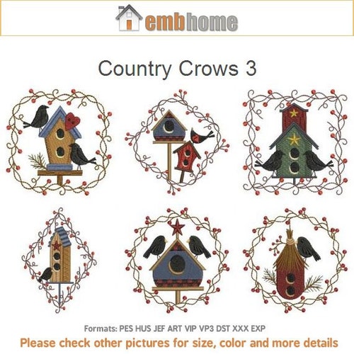 Country Home Primitive Machine Embroidery Designs Pack Instant - Etsy