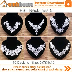 FSL Necklines Free Standing Lace Machine Embroidery Designs - Etsy