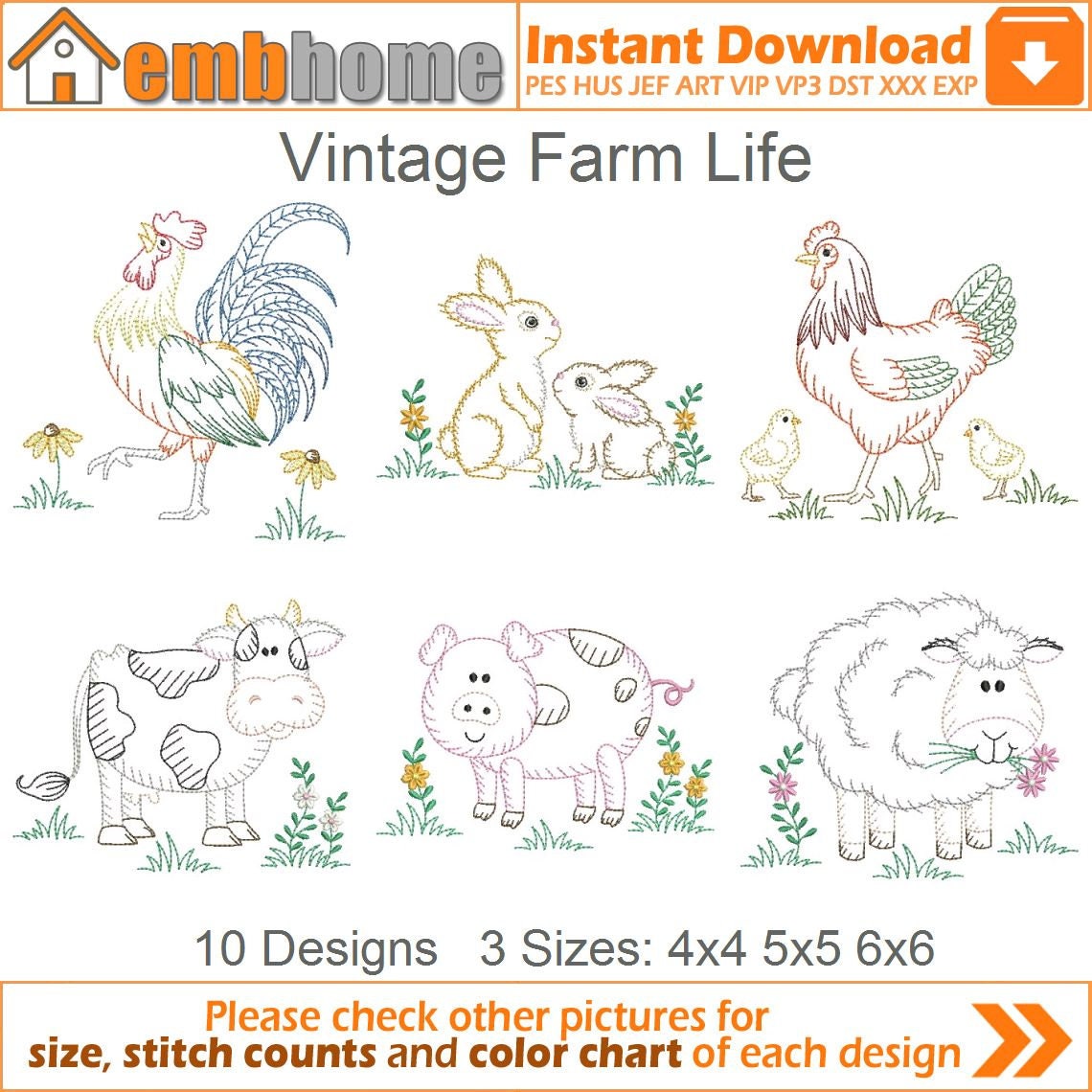 Vintage Farm Life Machine Embroidery Designs Instant Download - Etsy
