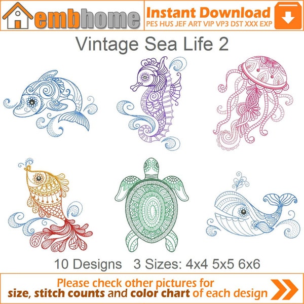 Sea Life Embroidery - Etsy