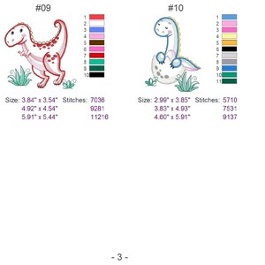 Funny Dinosaurs Embroidery Designs Instant Download 4x4 5x5 6x6 Hoop 10 ...