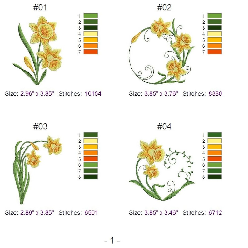 Daffodils Machine Embroidery Designs Pack Instant Download 4x4 - Etsy