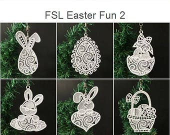 FSL Easter Earrings Free Standing Lace Machine Embroidery | Etsy