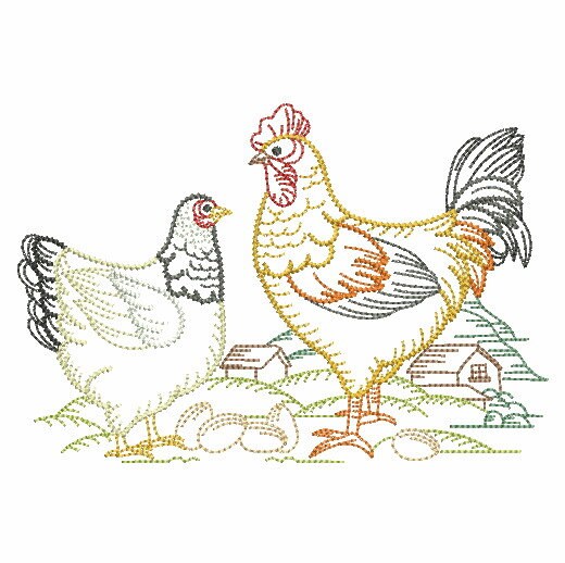 Vintage Chickens Machine Embroidery Designs Pack Instant Download 5x5 ...
