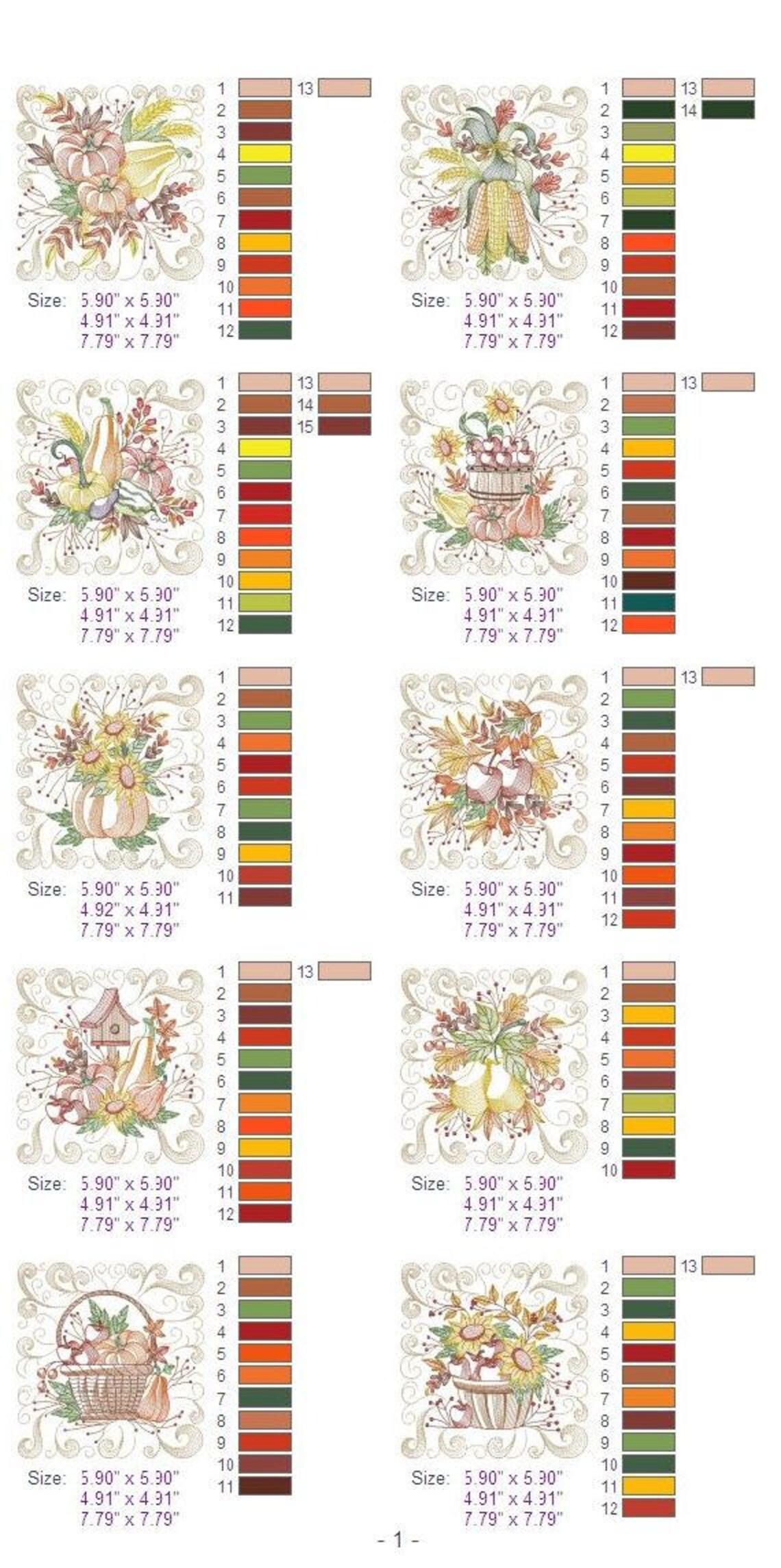 Autumn Harvest Blocks Machine Embroidery Designs Instant | Etsy