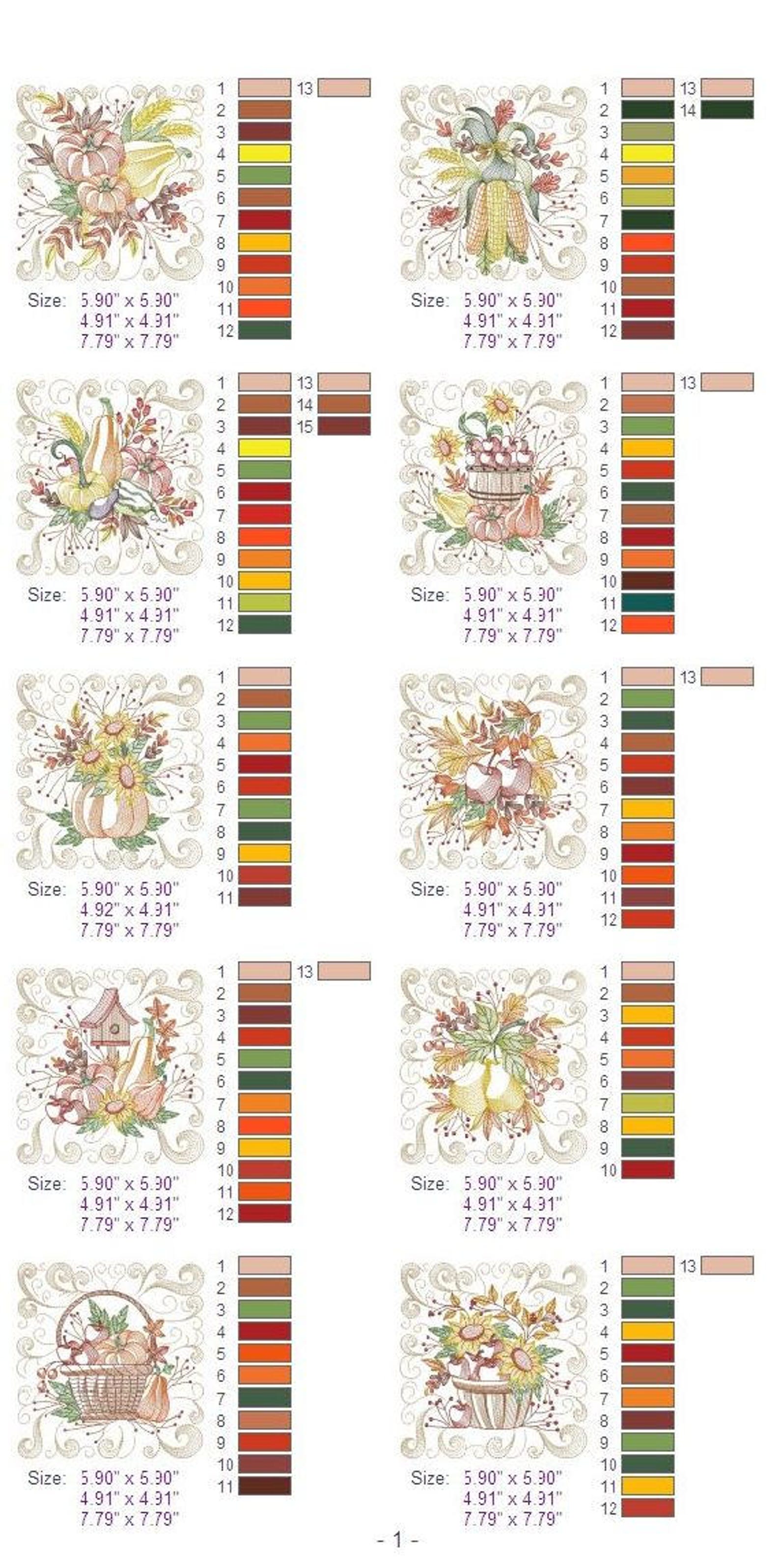 Autumn Harvest Blocks Machine Embroidery Designs Instant | Etsy