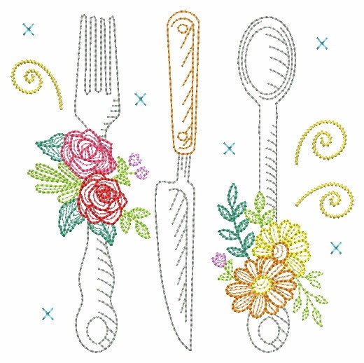 Kitchen in Bloom Machine Embroidery Designs Instant Download 5x5 6x6 ...