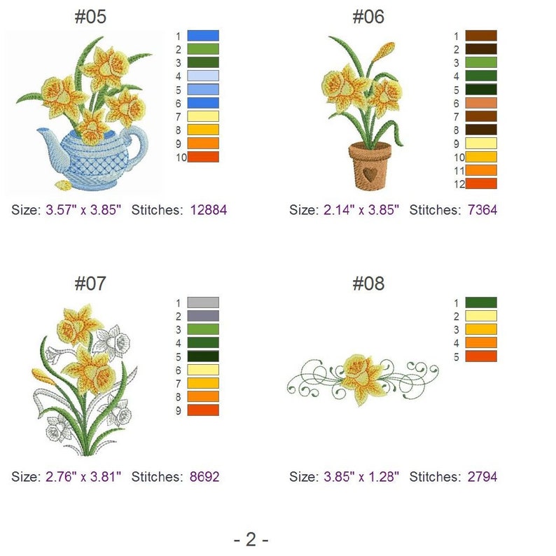 Daffodils Machine Embroidery Designs Pack Instant Download 4x4 - Etsy