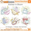 Kitchen Utensils Split Embroidery Design, Baking Tools Flower ...