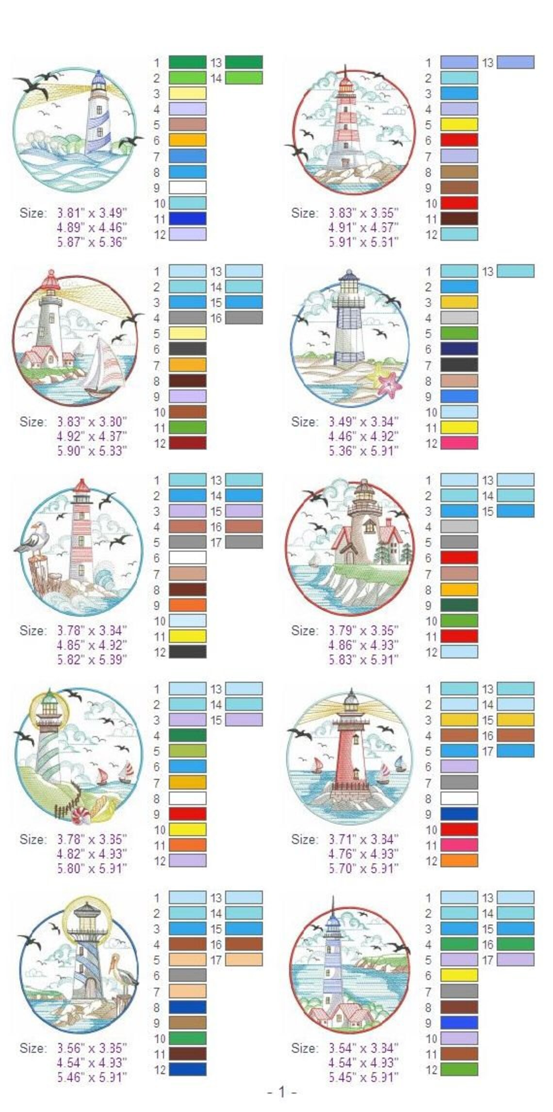 Lighthouses Machine Embroidery Designs Pack Instant Download - Etsy