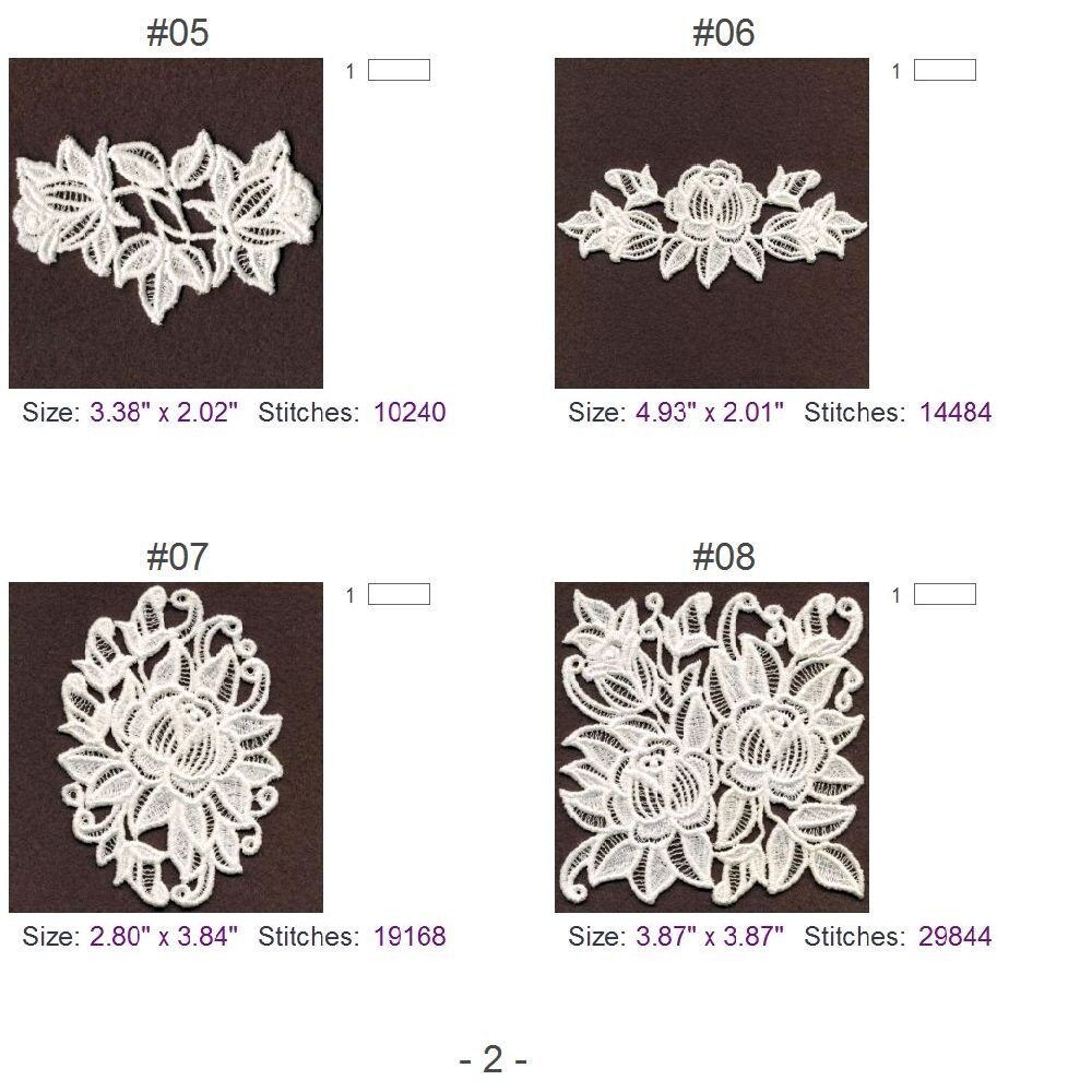 FSL Roses Flowers Free Standing Lace Machine Embroidery - Etsy