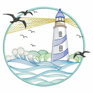 Lighthouses Machine Embroidery Designs Pack Instant Download 4x4 5x5 ...