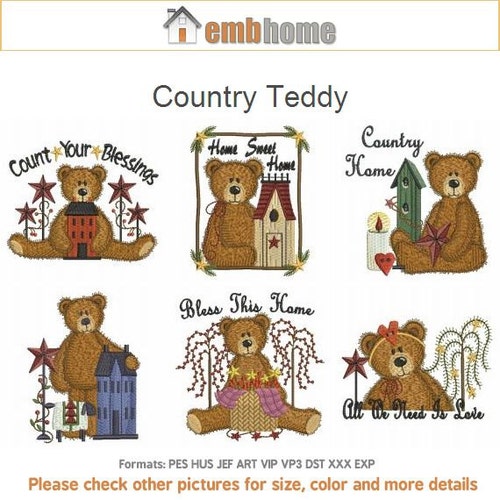 Country Home Primitive Machine Embroidery Designs Pack Instant - Etsy