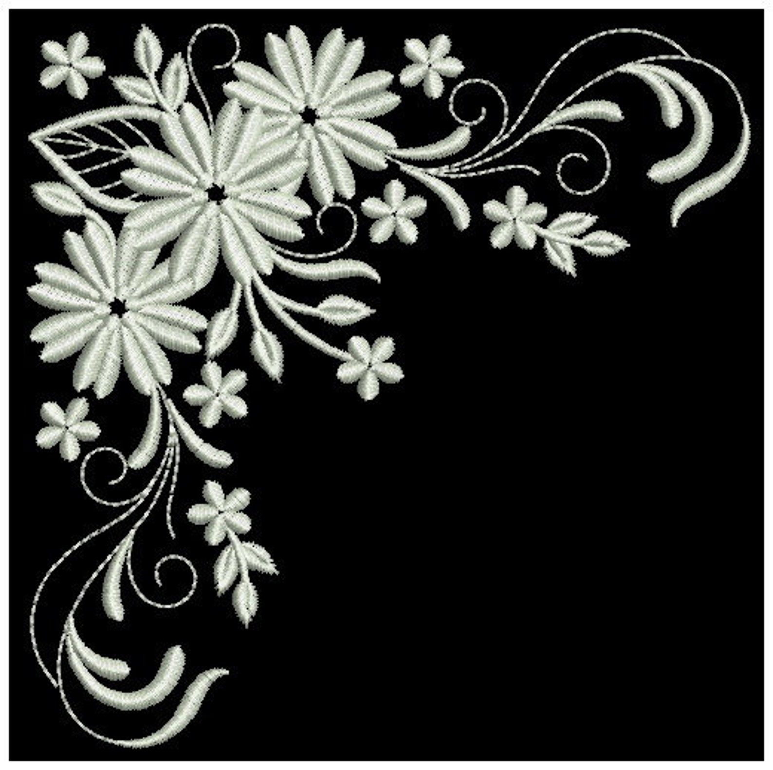 White Work Daisies Flower Floral Daisy Machine Embroidery - Etsy