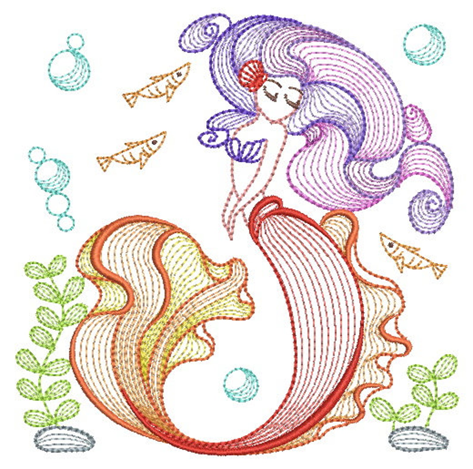Rippled Mermaids Machine Embroidery Designs Instant Download - Etsy