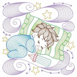 Rippled Sleeping Baby Machine Embroidery Designs Pack Instant Download ...