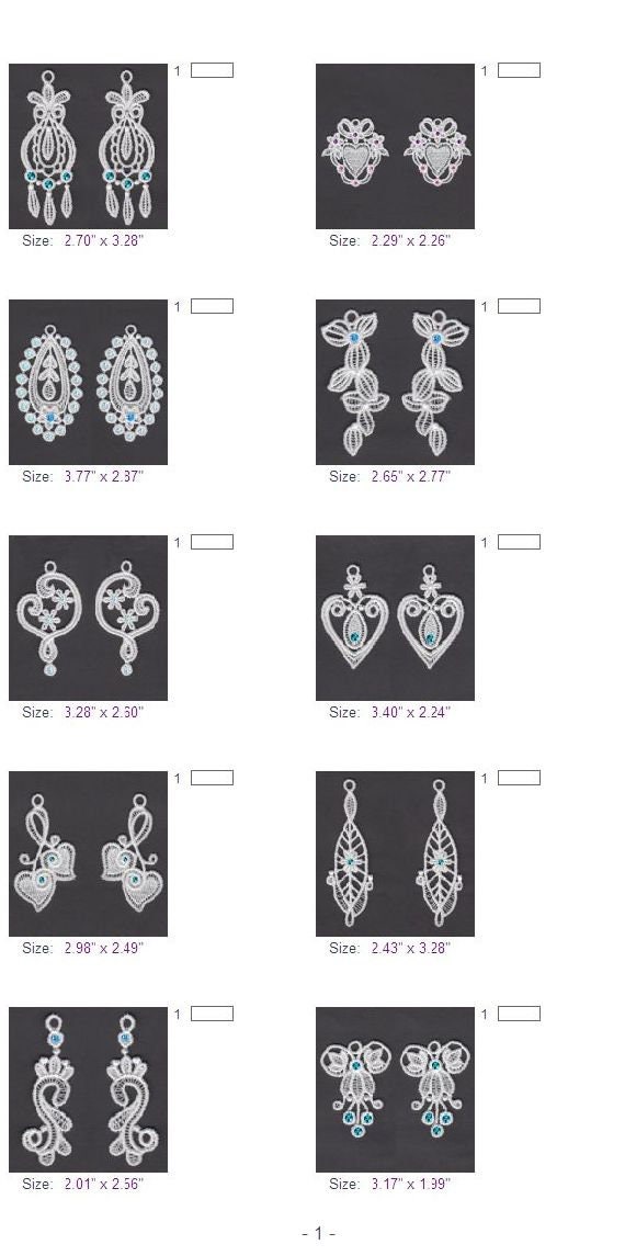 FSL Fabulous Earrings Free Standing Lace Machine Embroidery - Etsy
