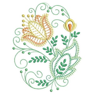 Jacobean Floral Machine Embroidery Designs Instant Download 4x4 5x5 ...