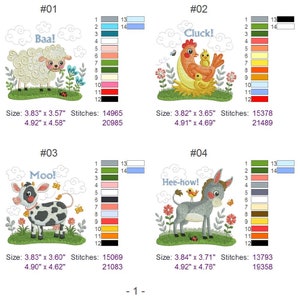 Cute Farm Animals Machine Embroidery Designs Pack Instant Download 4x4 ...