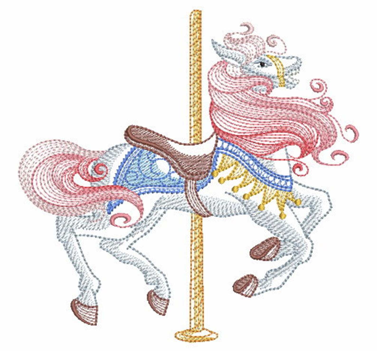 Carousel Horse Machine Embroidery Designs Instant Download 4x4 5x5 6x6 ...