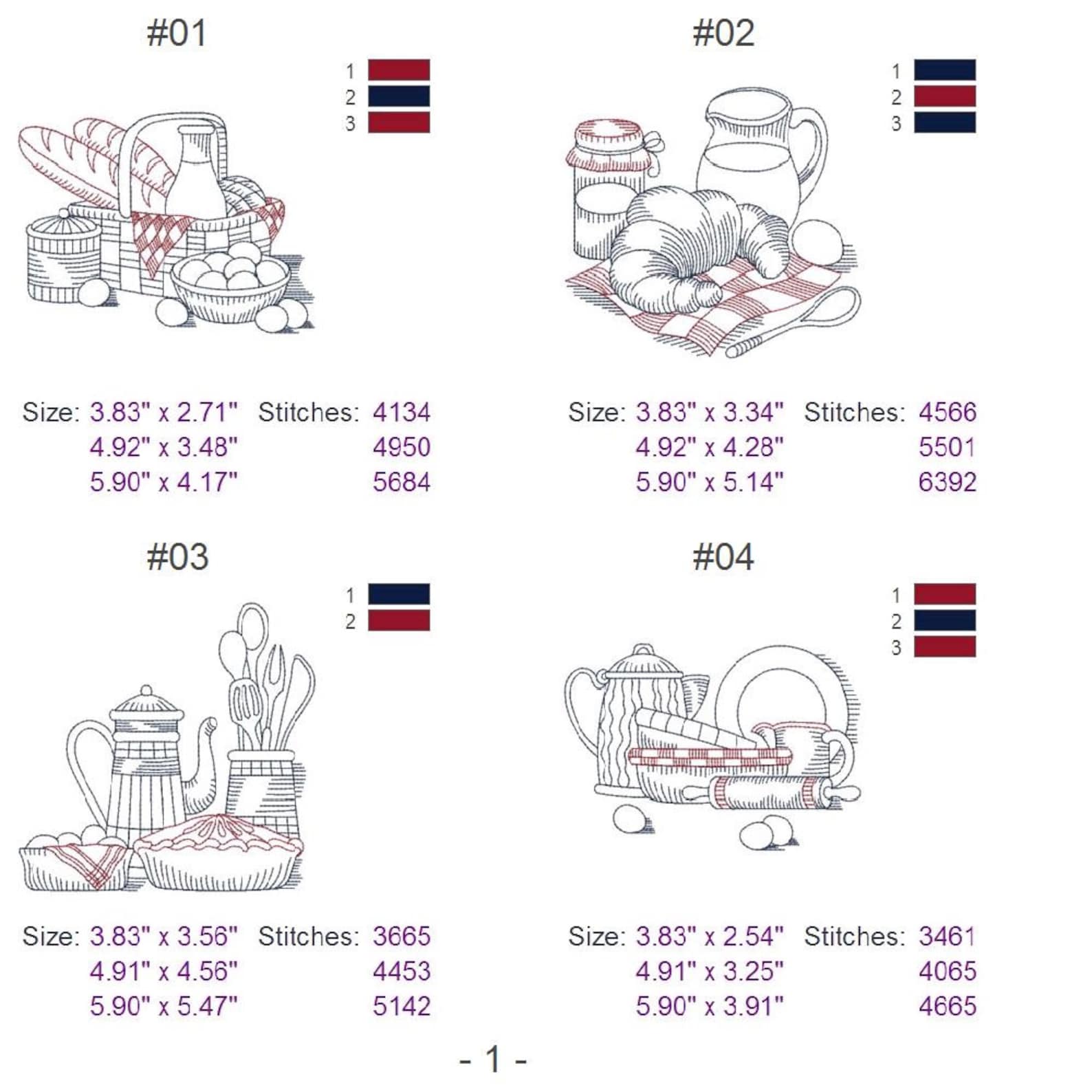 Vintage in My Kitchen Machine Embroidery Designs Pack Instant - Etsy