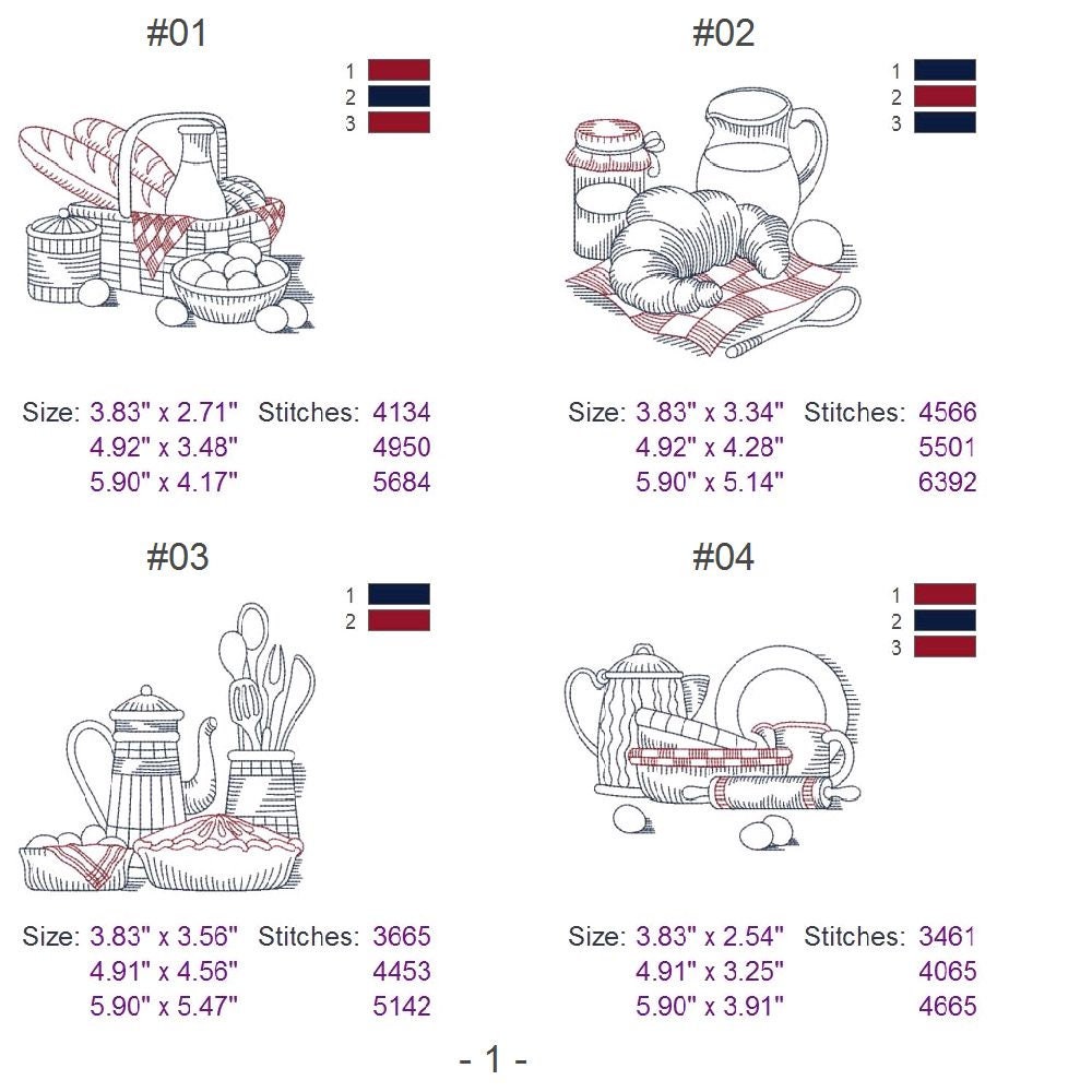 Vintage in My Kitchen Machine Embroidery Designs Pack Instant Download ...