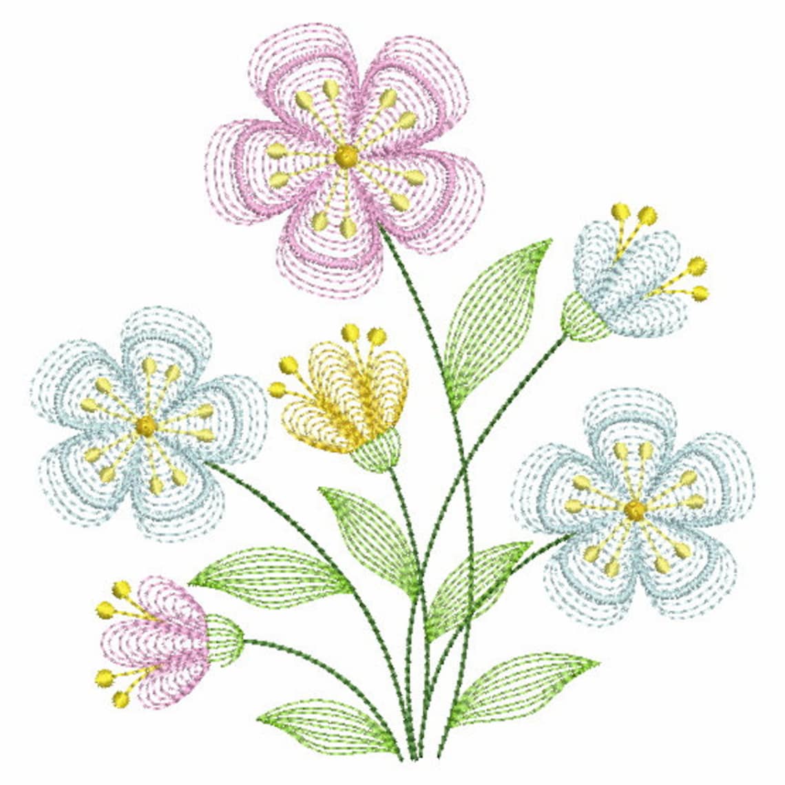 Rippled Floral Delight Machine Embroidery Designs Instant - Etsy